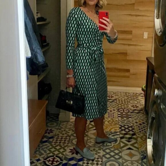 Diane Von Furstenberg | Dresses | Womens Long Sleeve Midi Arrow Geo ...